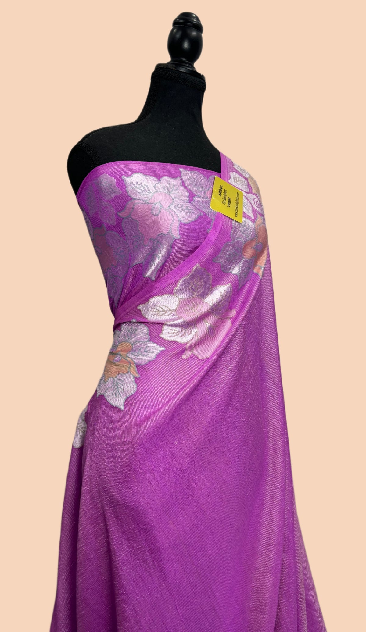 Italian Lavender Pure Tussar Georgette Banarasi Handloom Saree - Paith ...