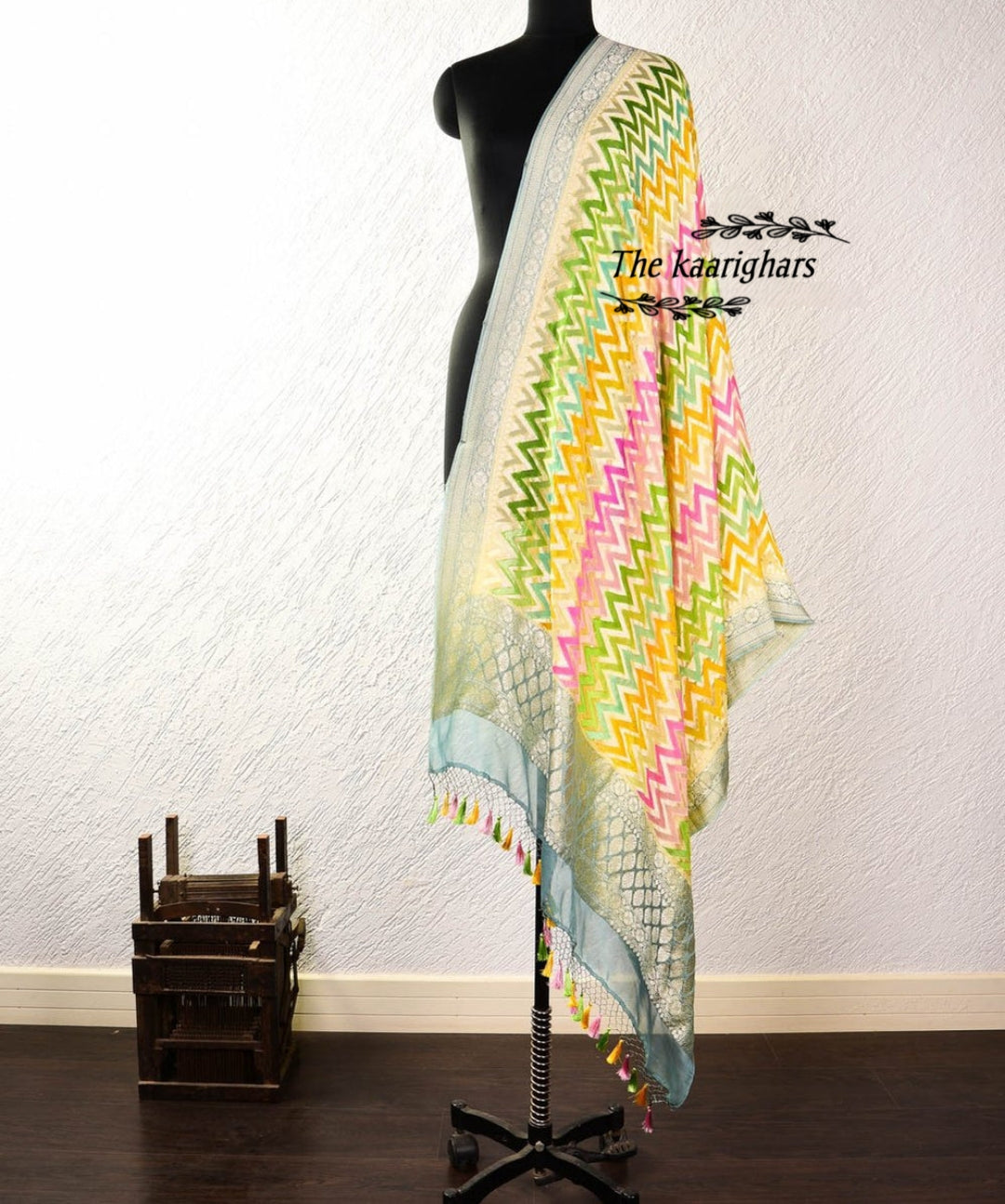 Rangkat Pure Georgette Banarasi Handloom Dupatta - Silver Zari — The ...