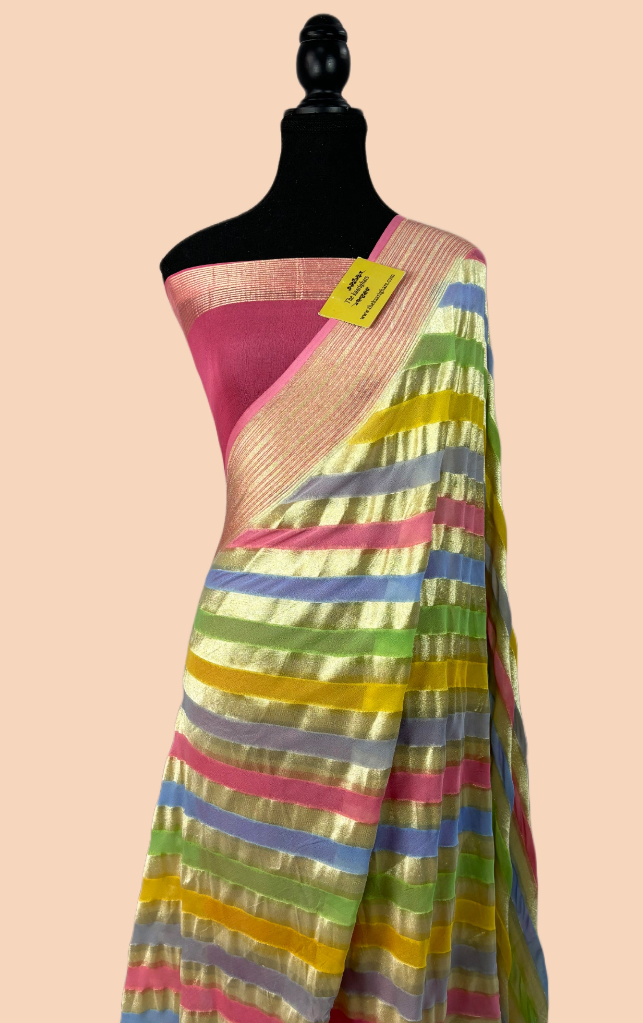 Rangkat Khaddi Georgette Banarasi Handloom Saree - Hand Meenakari – The ...