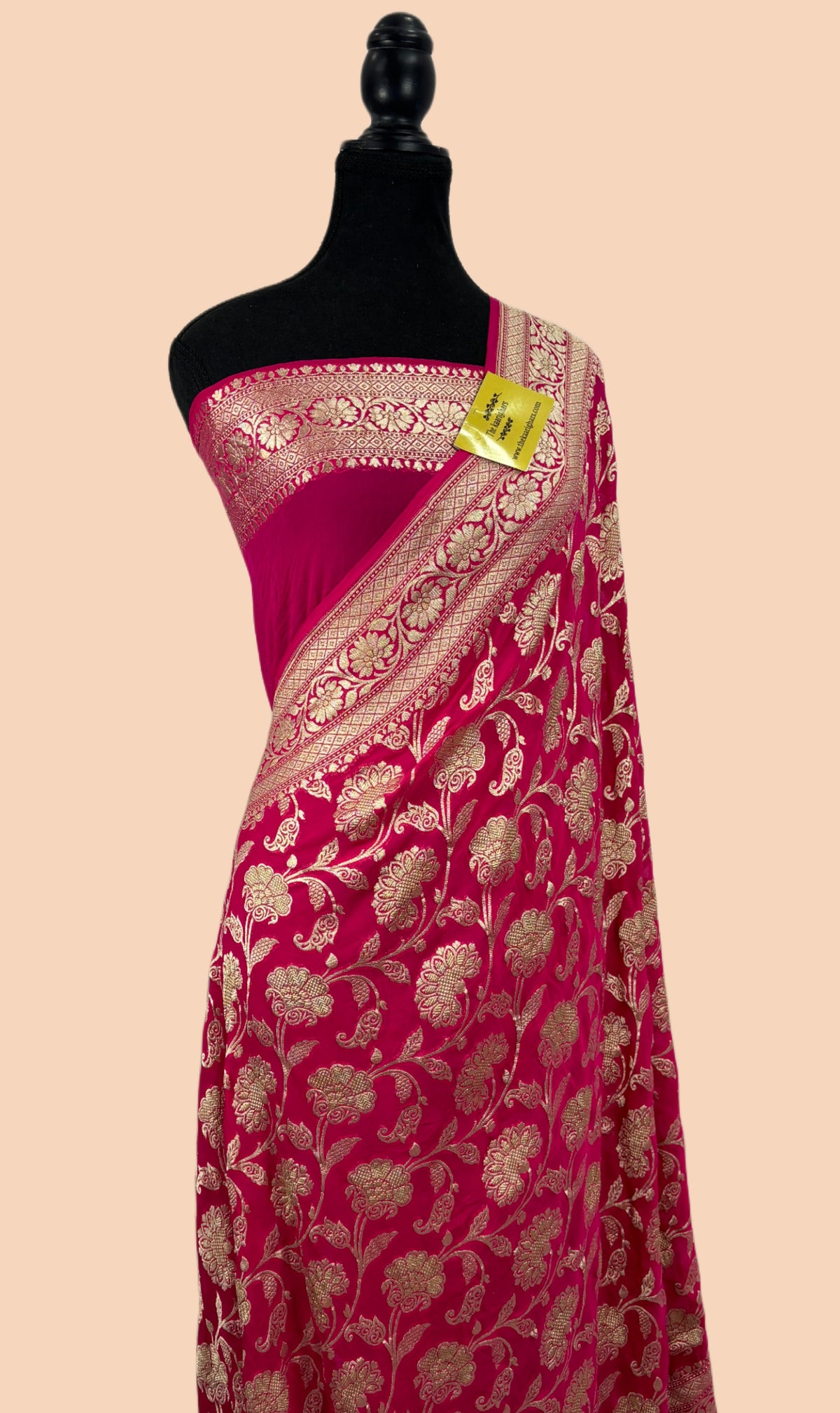 Black Pure Khaddi Georgette Banarasi Saree - Water Zari — The Kaarighars