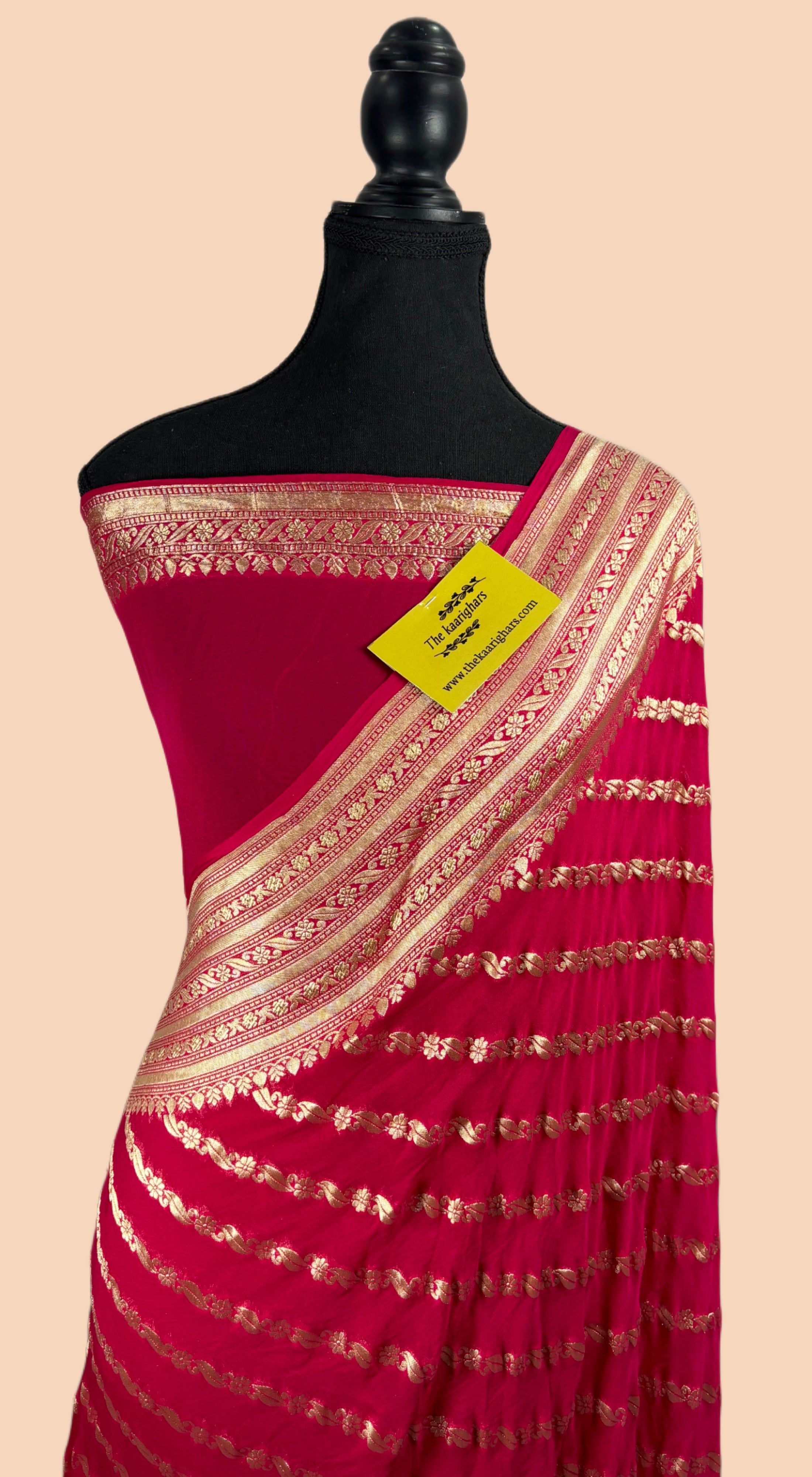 Pure Khaddi Georgette Banarasi Saree - Water Zari – The Kaarighars